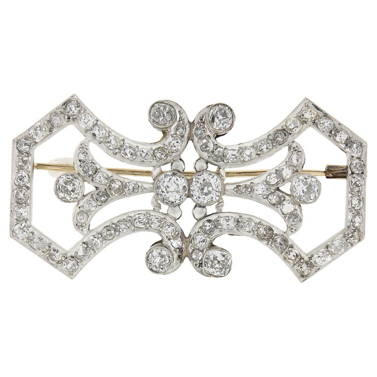 Antique Edwardian 18k Gold and Platinum 4.80ctw Old Mine Diamond ...