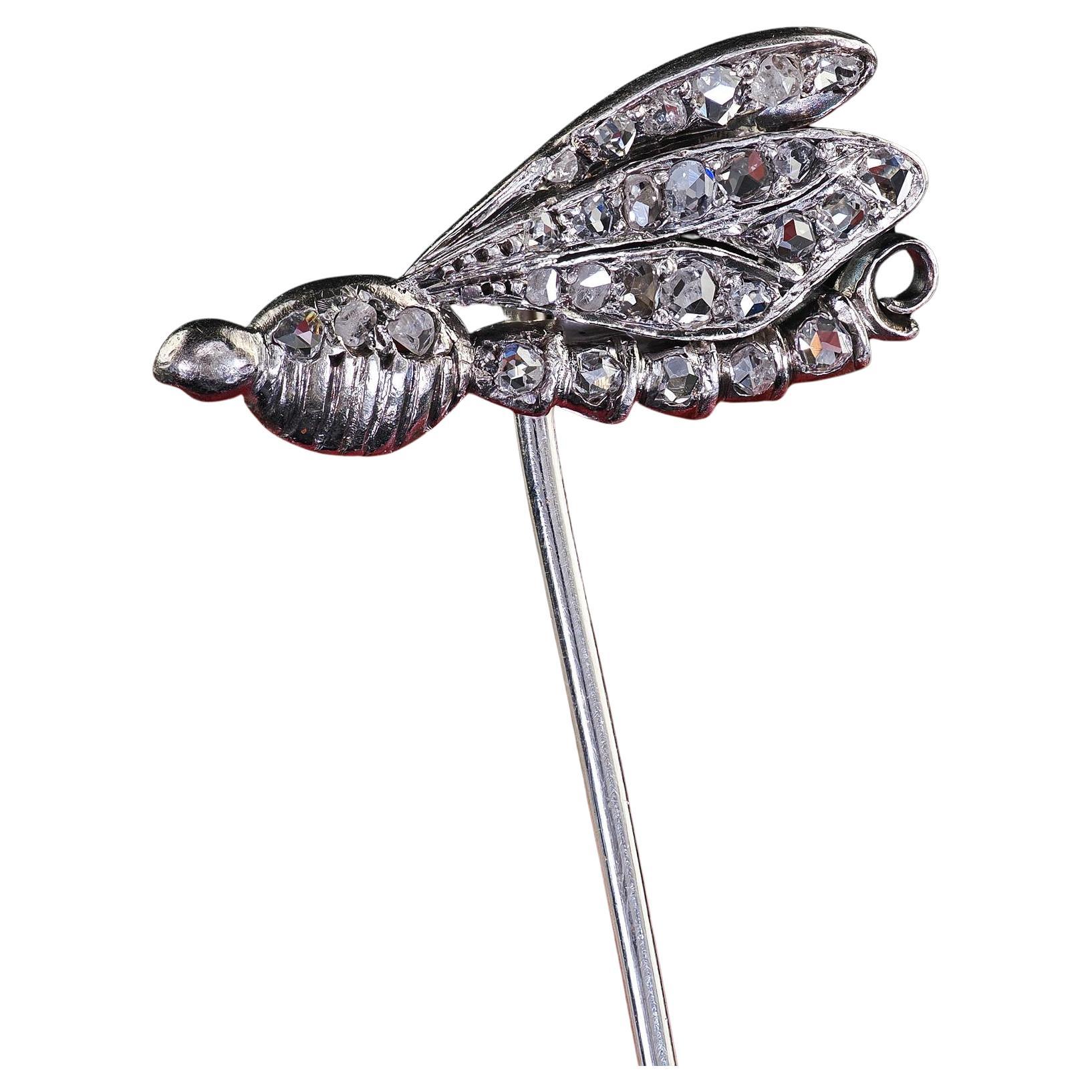 Antique Edwardian 18K White Gold Platinum Rose Cut Diamond Dragon Fly ...