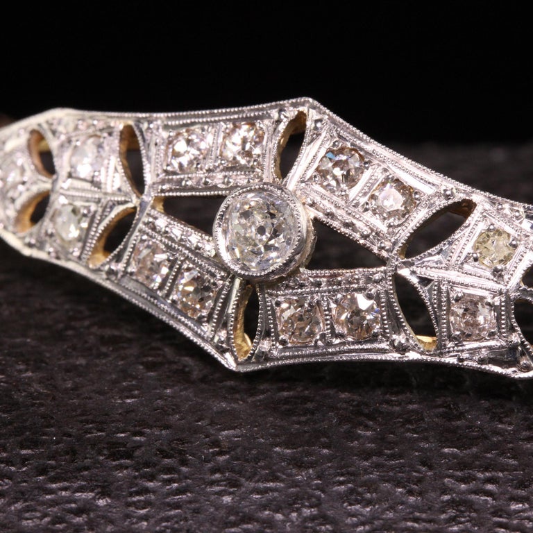 Antique Edwardian 18K Yellow Gold Platinum Top Old Mine Diamond ...