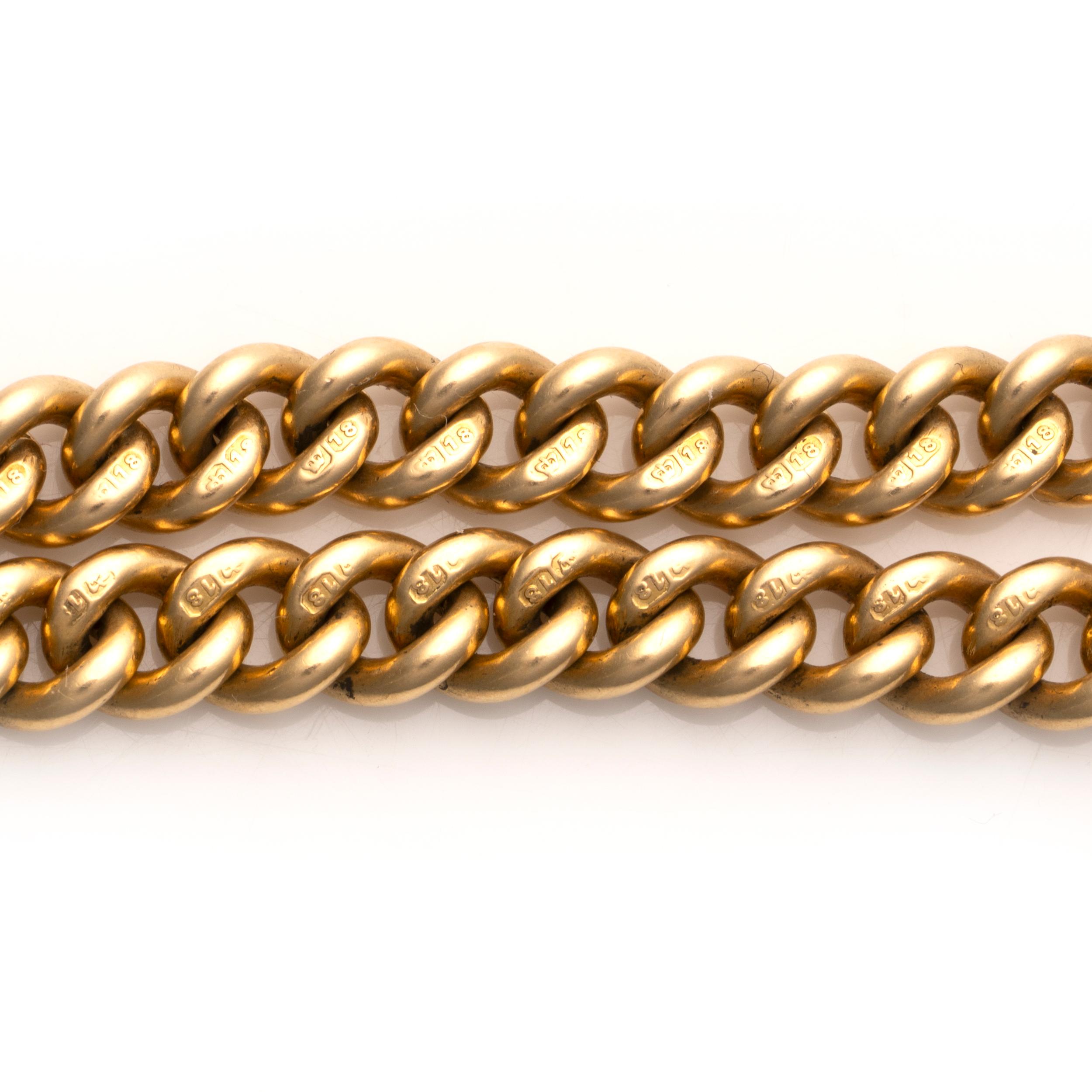 Antique Edwardian 18kt yellow gold curb link Albert Chain For Sale at ...