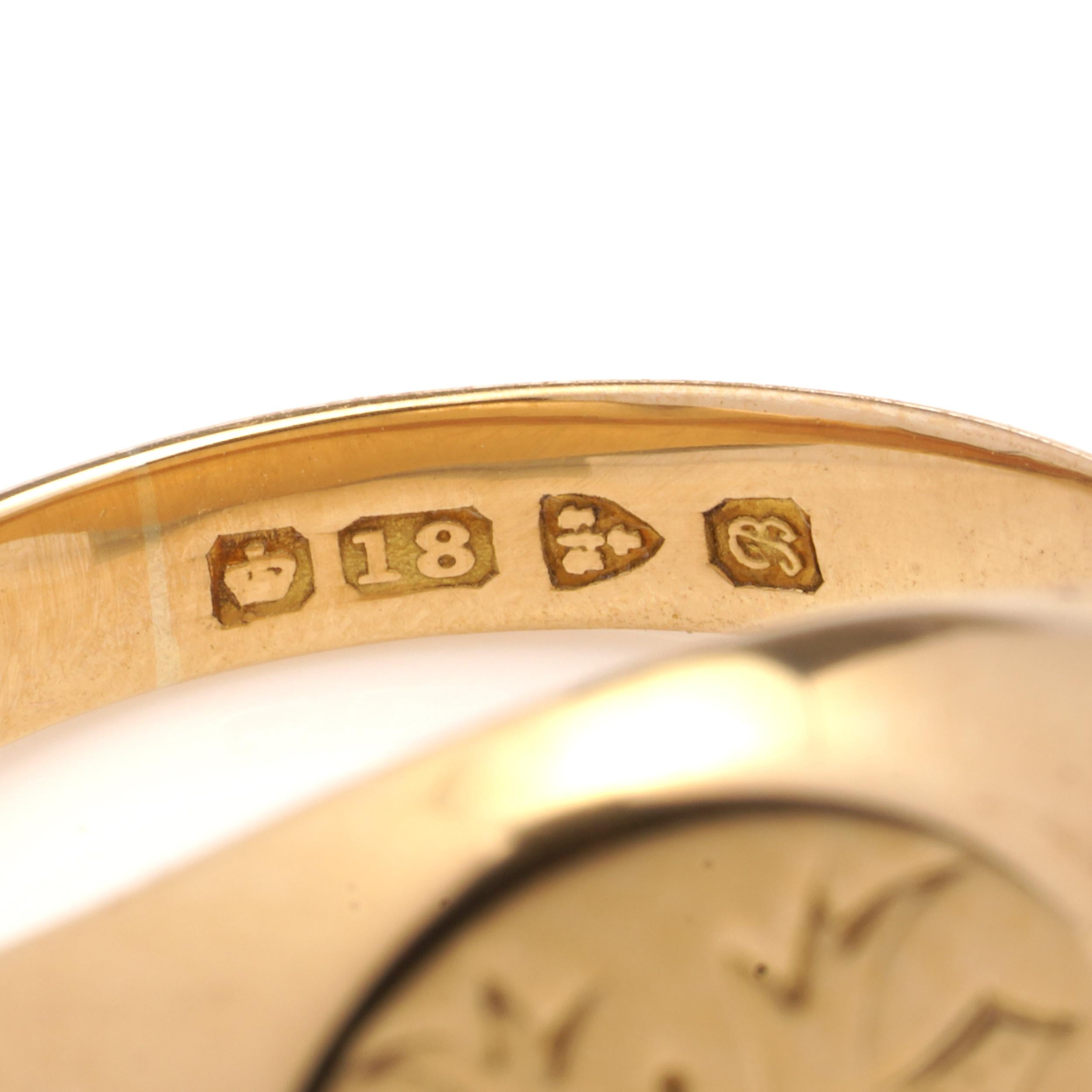 Antique Edwardian 18 Karat Yellow Gold Signet Ring with Monogram '' Ae ...