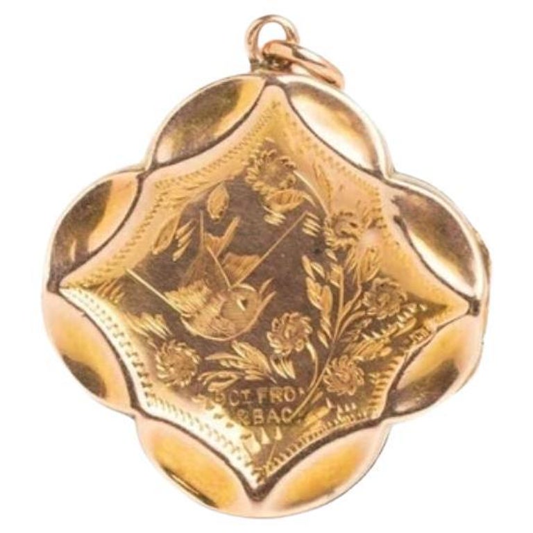 Antique Edwardian 9ct Gold Front and Back Swallow Locket For Sale at ...