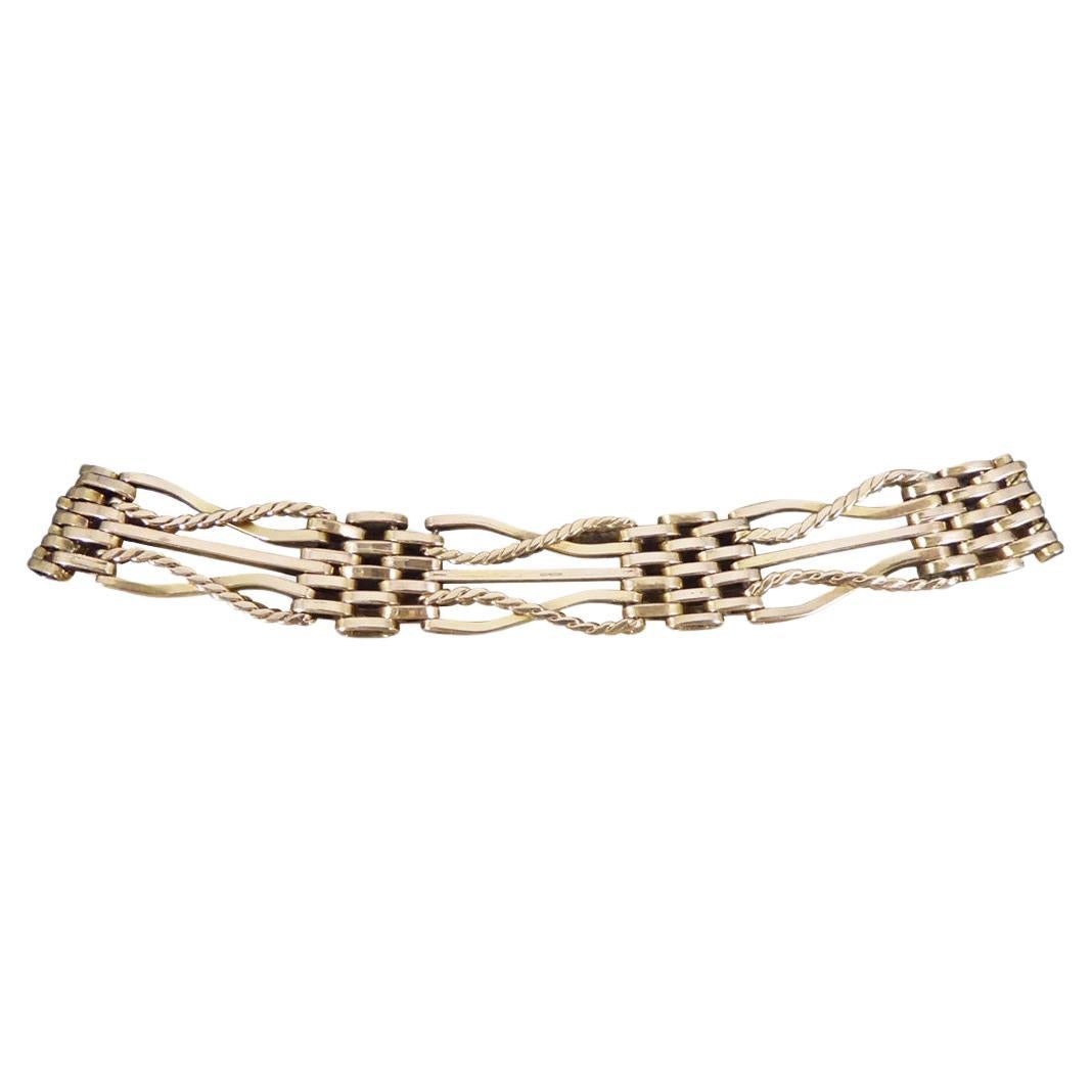 Antique 9ct Gold Edwardian Gate Bracelet For Sale at 1stDibs