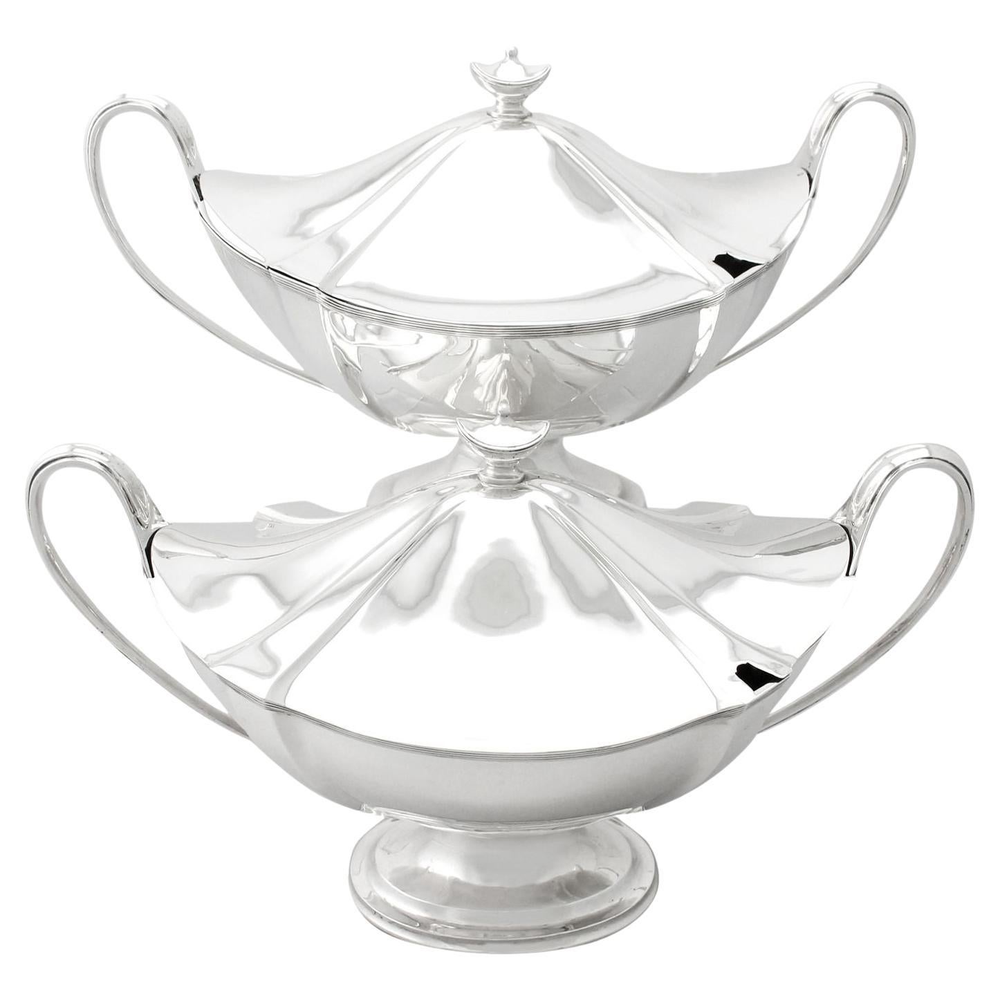 Antique George III Adams Style Sterling Silver Sauce Tureens with ...