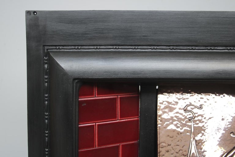 Antique Edwardian Art Nouveau Cast Iron and Copper Fireplace Insert at ...