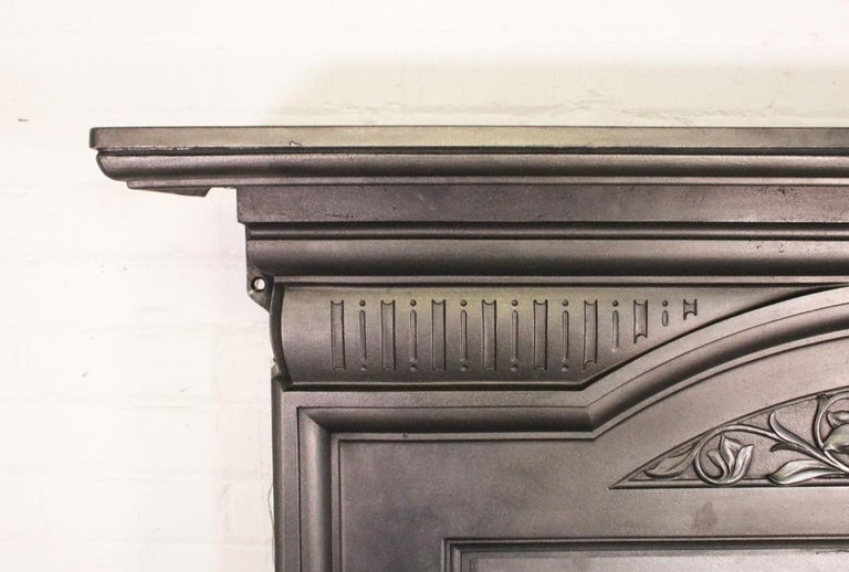 Antique Edwardian Art Nouveau Cast Iron Fireplace Surround at 1stDibs