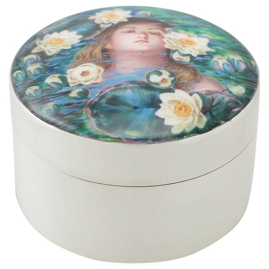 Antique Edwardian Art Nouveau Style Sterling Silver and Enamel Box For ...