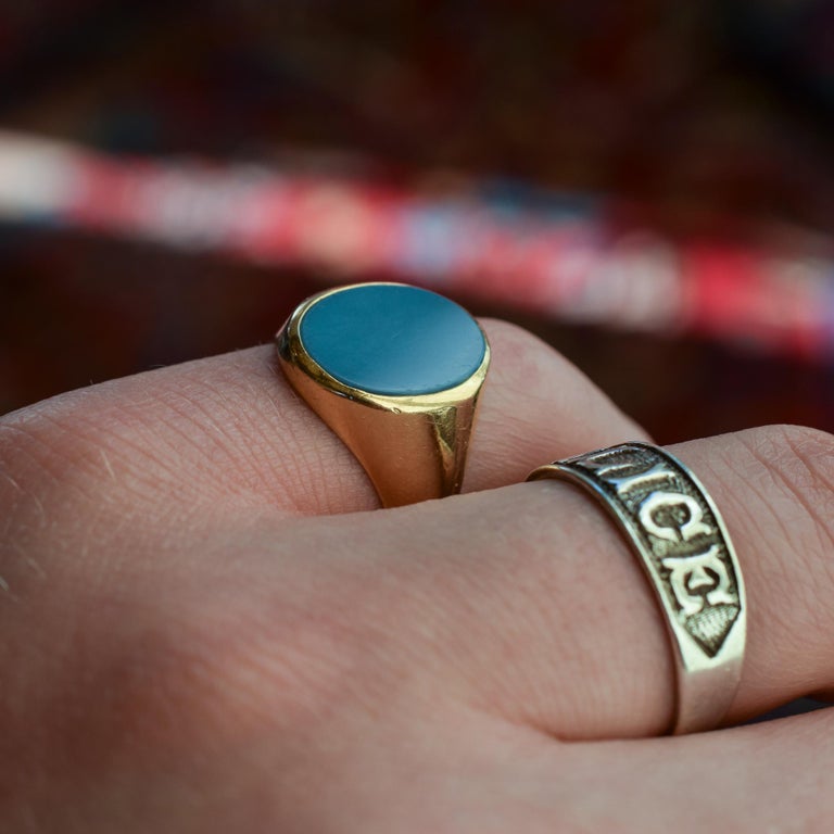 Antique Edwardian Blue Sardonyx Signet Ring at 1stDibs | sardonyx blue