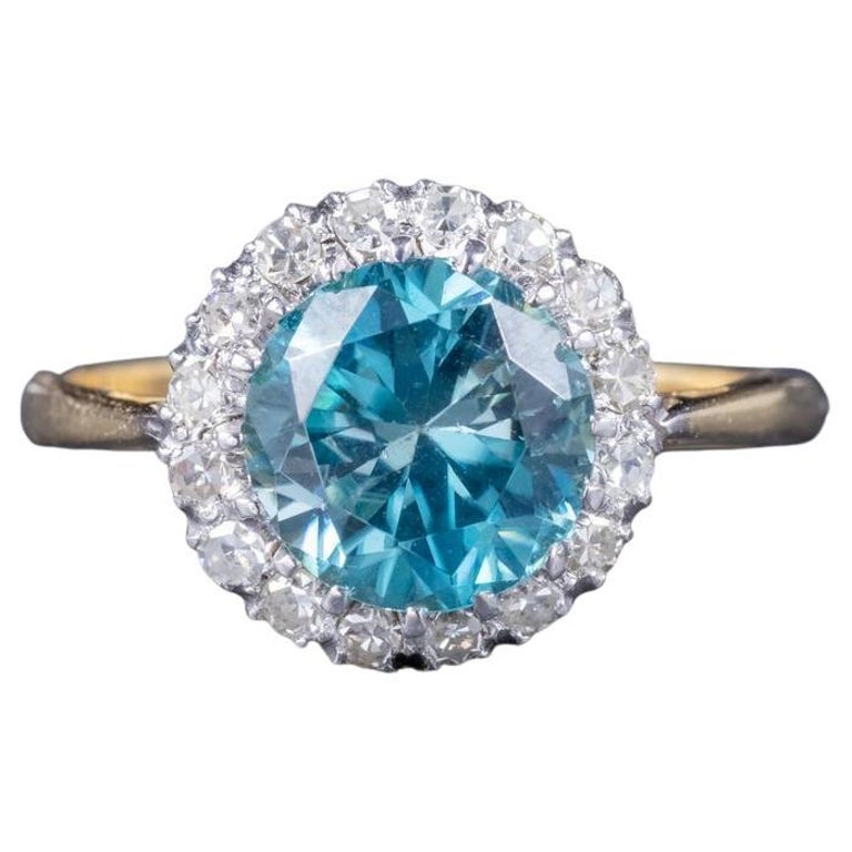 Antique Edwardian Blue Zircon Ring in 18 Carat Gold Platinum, circa ...