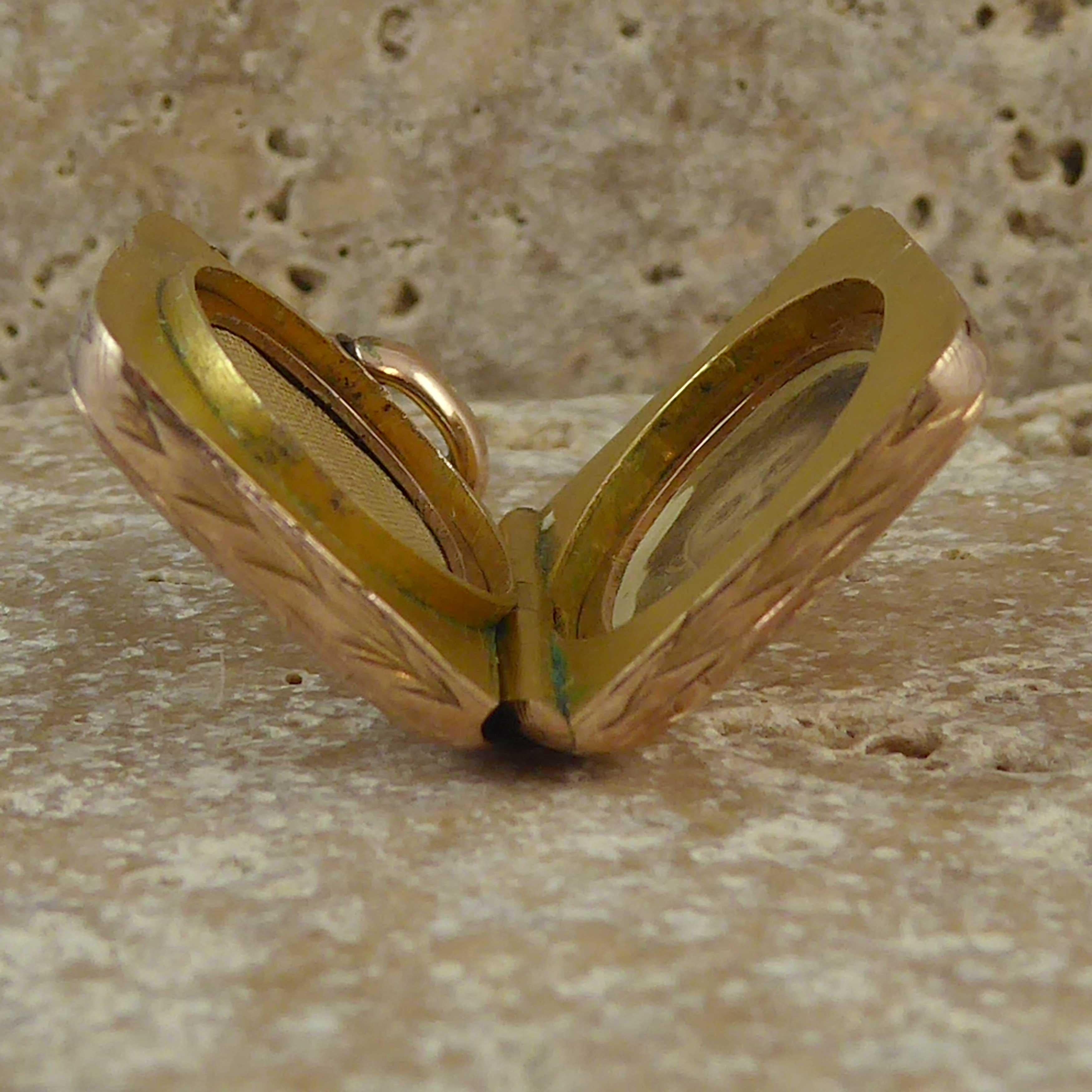 Antique Edwardian Book Locket, 9 Carat Rose Gold, Hand Engraved at 1stDibs