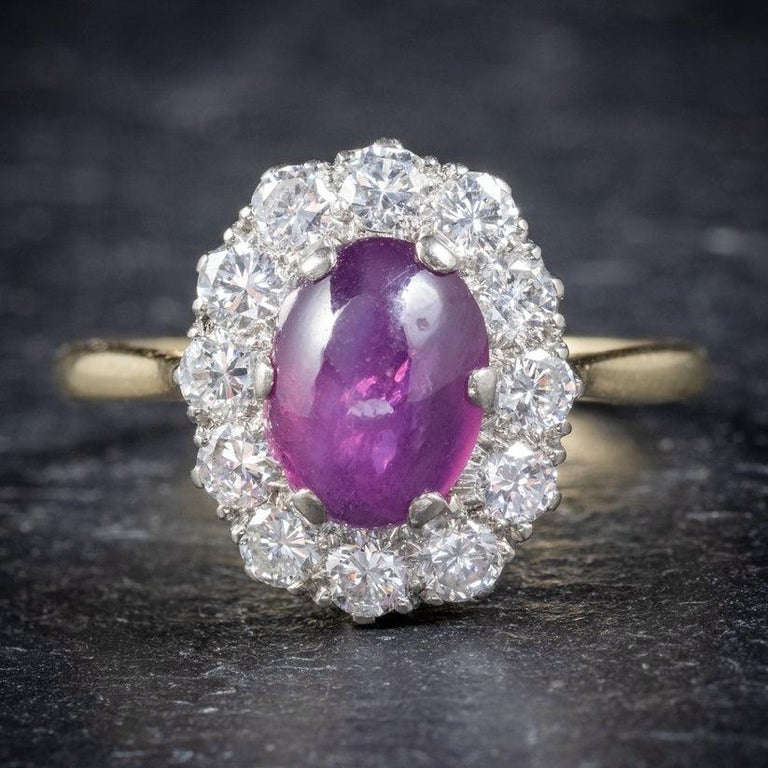 Antique Edwardian Cabochon Star Ruby Diamond Ring in 18ct Gold, Circa ...