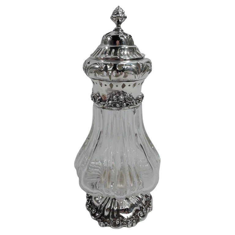 Antique Edwardian Classical Sterling Silver and Crystal Sugar Caster ...
