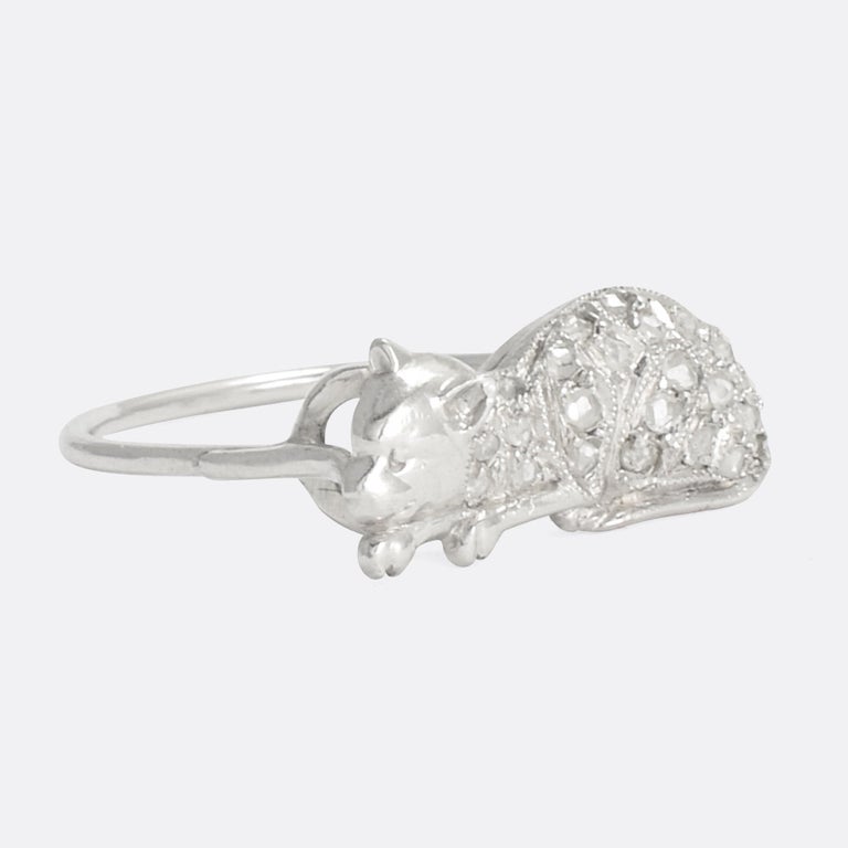 Antique Edwardian Diamond Cat Ring at 1stDibs