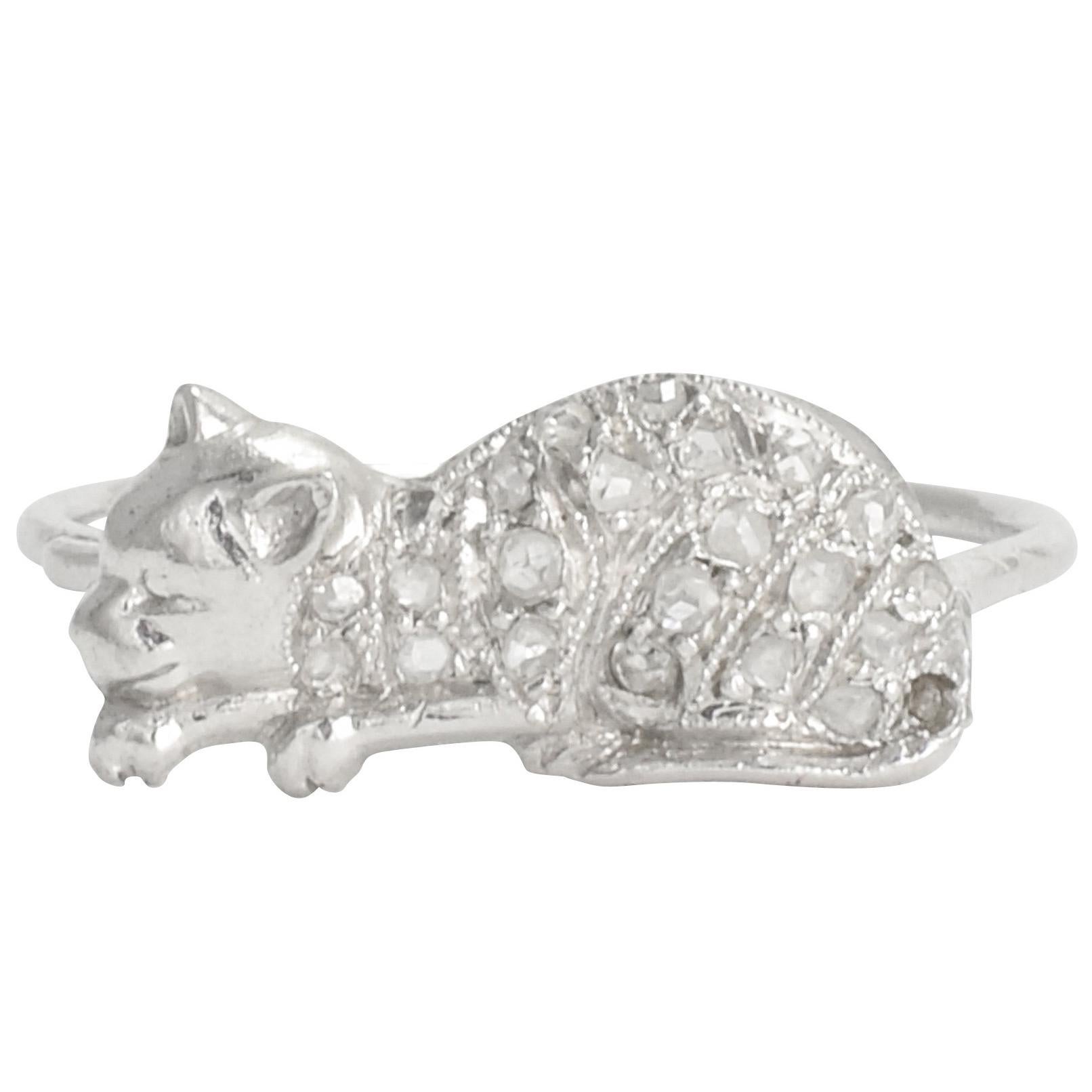 Antique Edwardian Diamond Cat Ring at 1stDibs