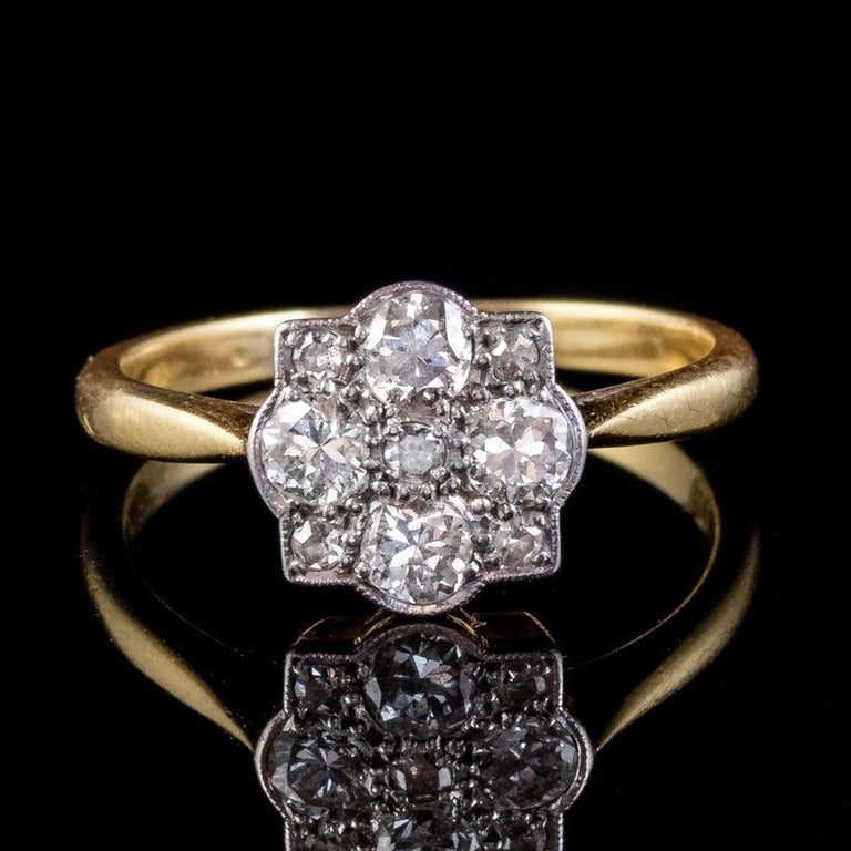 Antique Edwardian Diamond Cluster Ring in 0.50ct of Diamond For Sale at ...