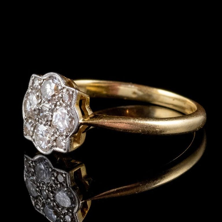 Antique Edwardian Diamond Cluster Ring in 0.50ct of Diamond For Sale at ...