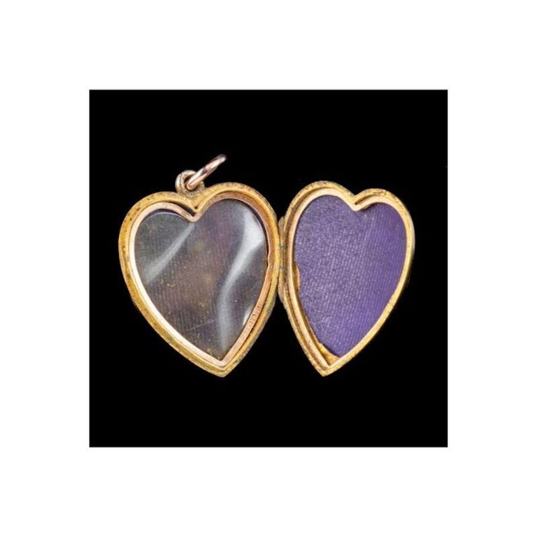 Antique Edwardian Diamond Heart Locket 15ct Gold, Dated 1910 For Sale ...