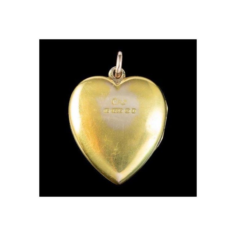 Antique Edwardian Diamond Heart Locket 15ct Gold, Dated 1910 For Sale ...
