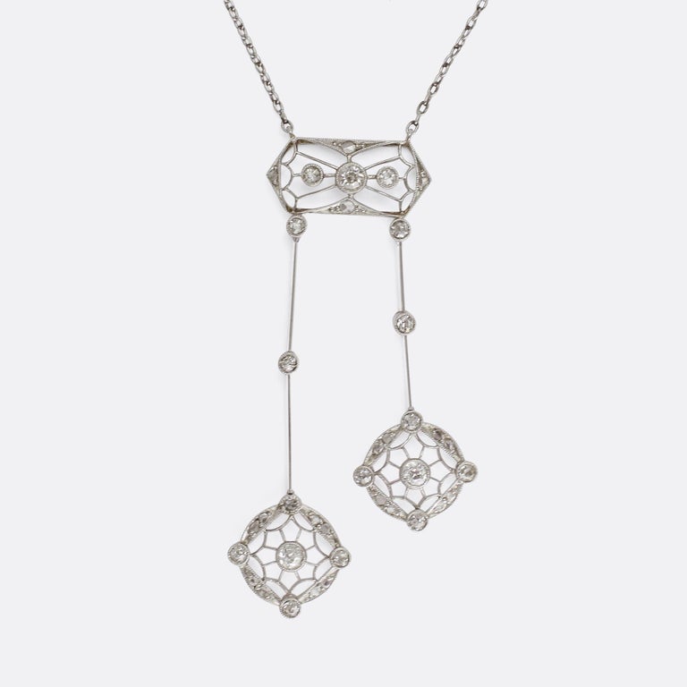 Antique Edwardian Diamond Negligee Necklace at 1stDibs