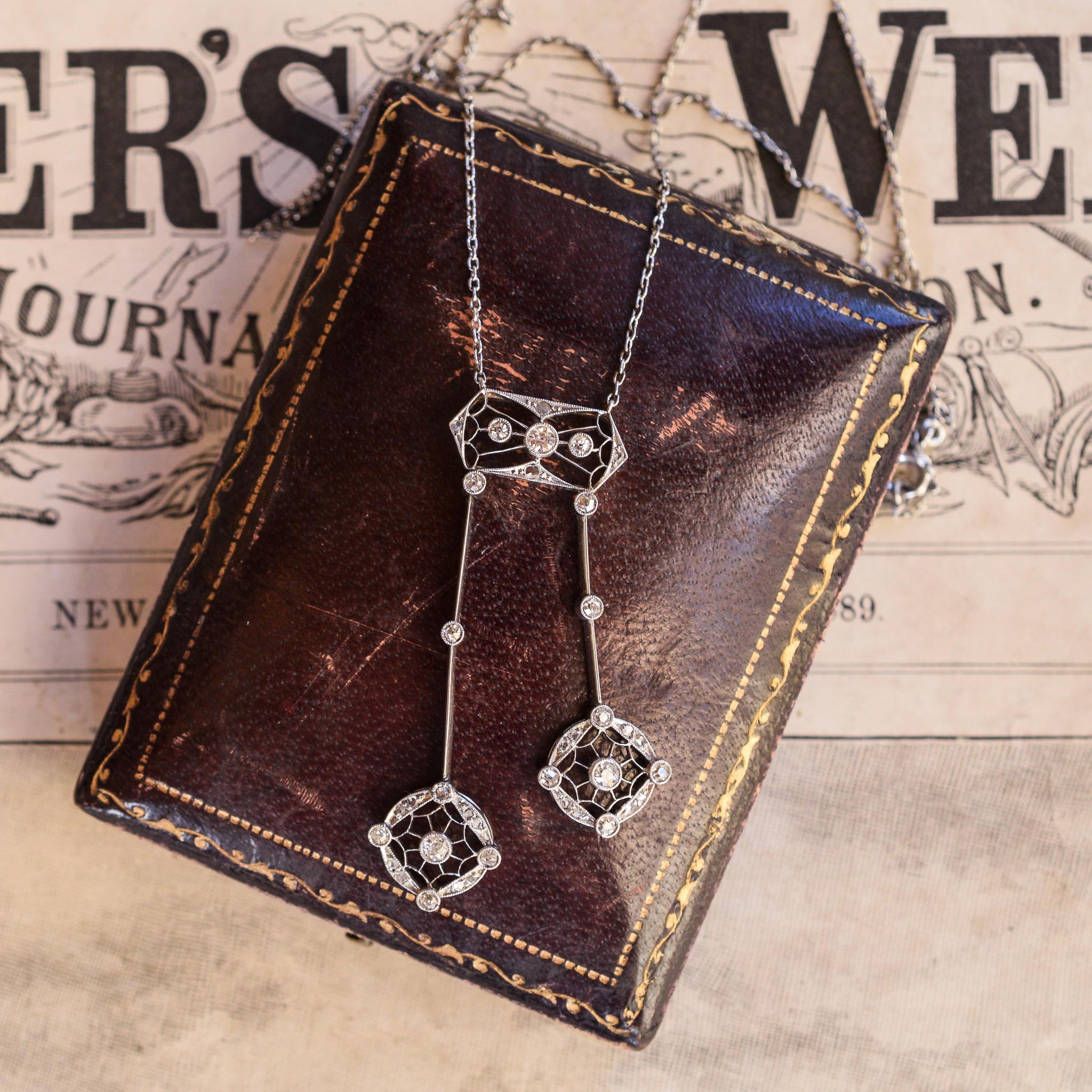 Antique Edwardian Diamond Negligee Necklace at 1stDibs