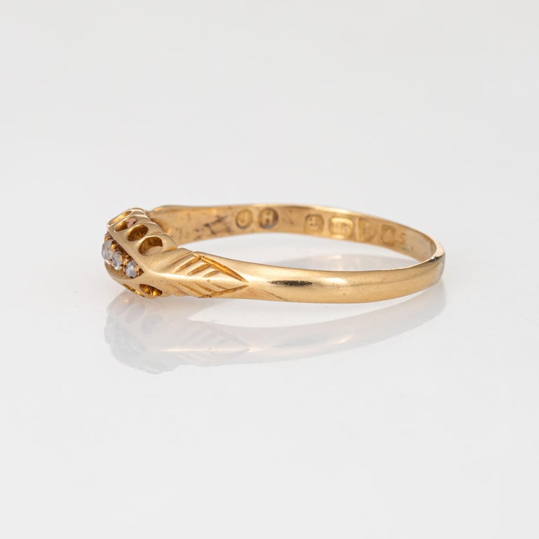 Antique Edwardian Diamond Ring 18k Yellow Gold Chester Hallmarks Fine ...