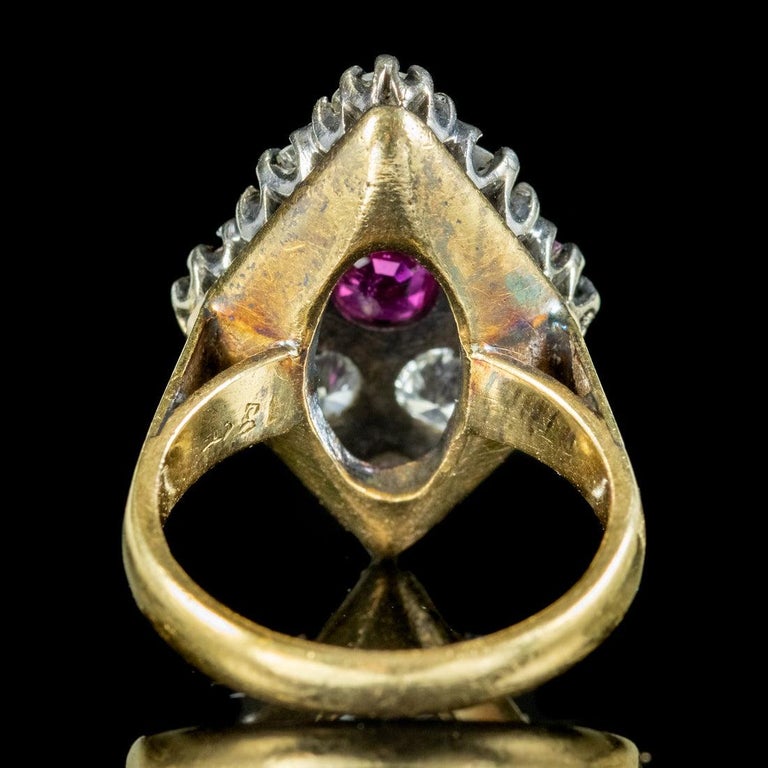 Antique Edwardian Diamond Ruby Cluster Ring in 1.45ct of Ruby, circa ...