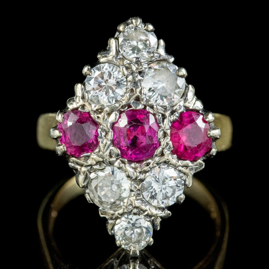 Antique Natural Unenhanced Burmese Ruby Diamond Cluster Ring, circa ...