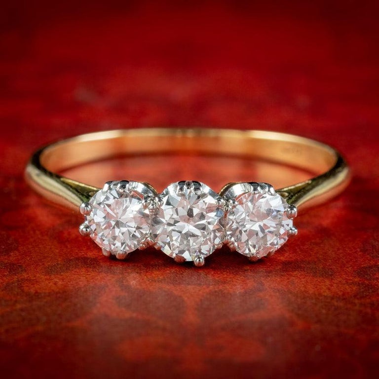 Antique Edwardian Diamond Trilogy Ring in 0.75 Carat of Diamond For ...