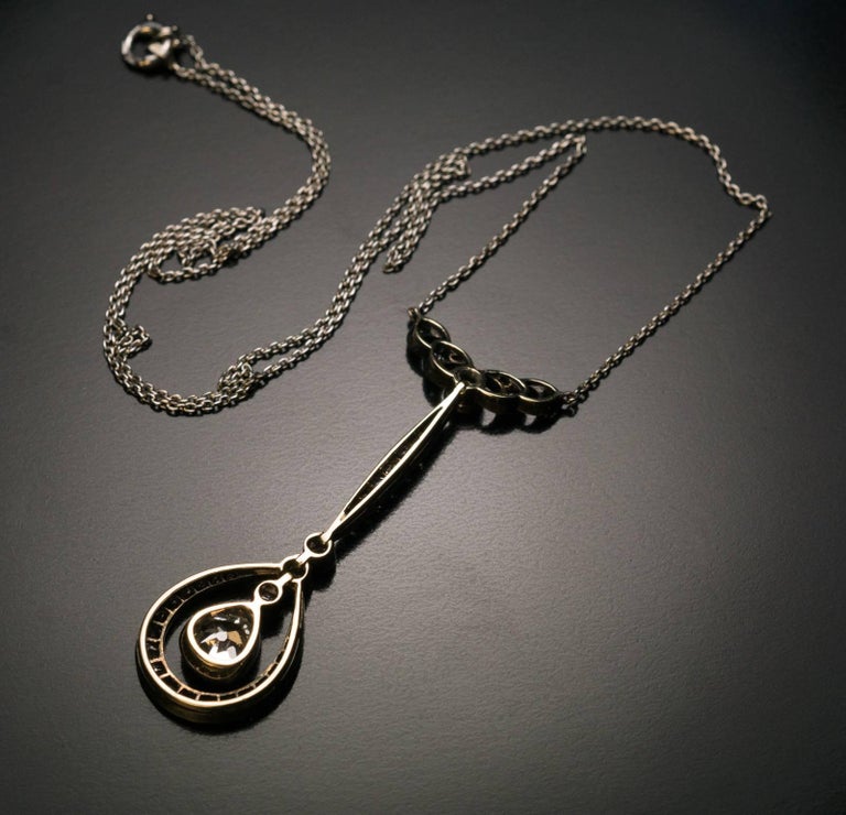 Antique Edwardian Drop Shaped Diamond Necklace For Sale at 1stDibs