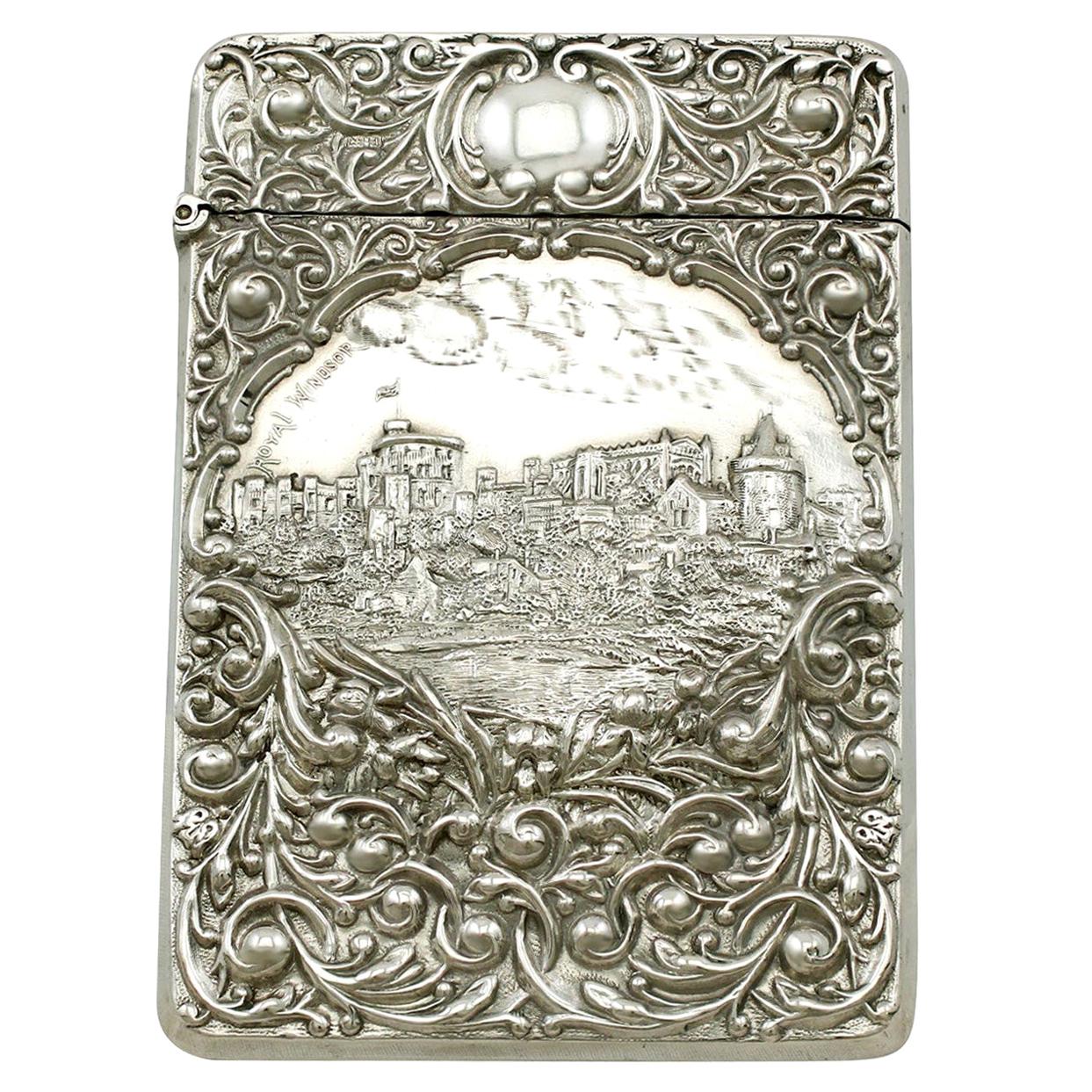 Antique Edwardian English Sterling Silver Castle Top Card Case For Sale ...