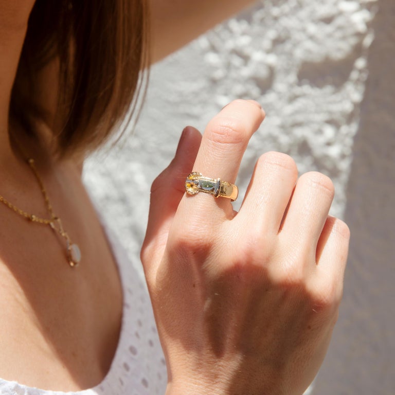 Antique Edwardian Era Engraved Belt and Buckle Band Ring in 18 Carat ...