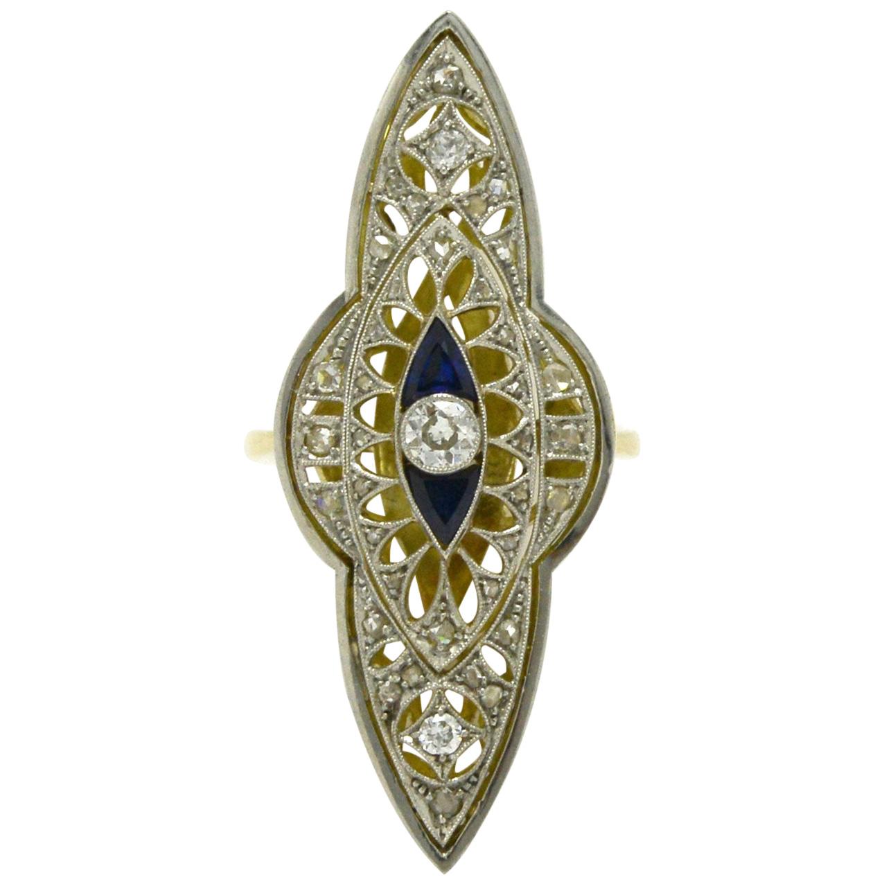 Antique French Long Diamond Ring at 1stDibs | antique french rings