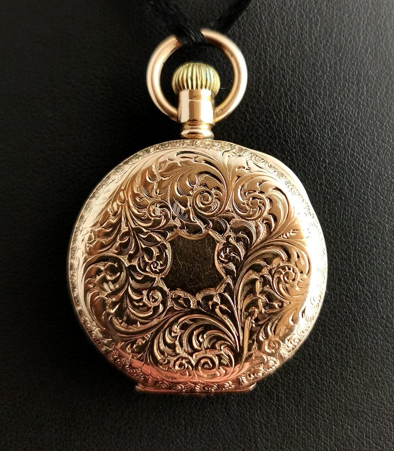Antique Edwardian Fob Watch, Gold Plated, Waltham at 1stDibs