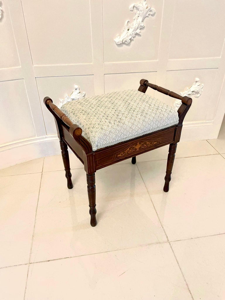 Antique Edwardian Freestanding Quality Rosewood Inlaid Piano Stool For ...