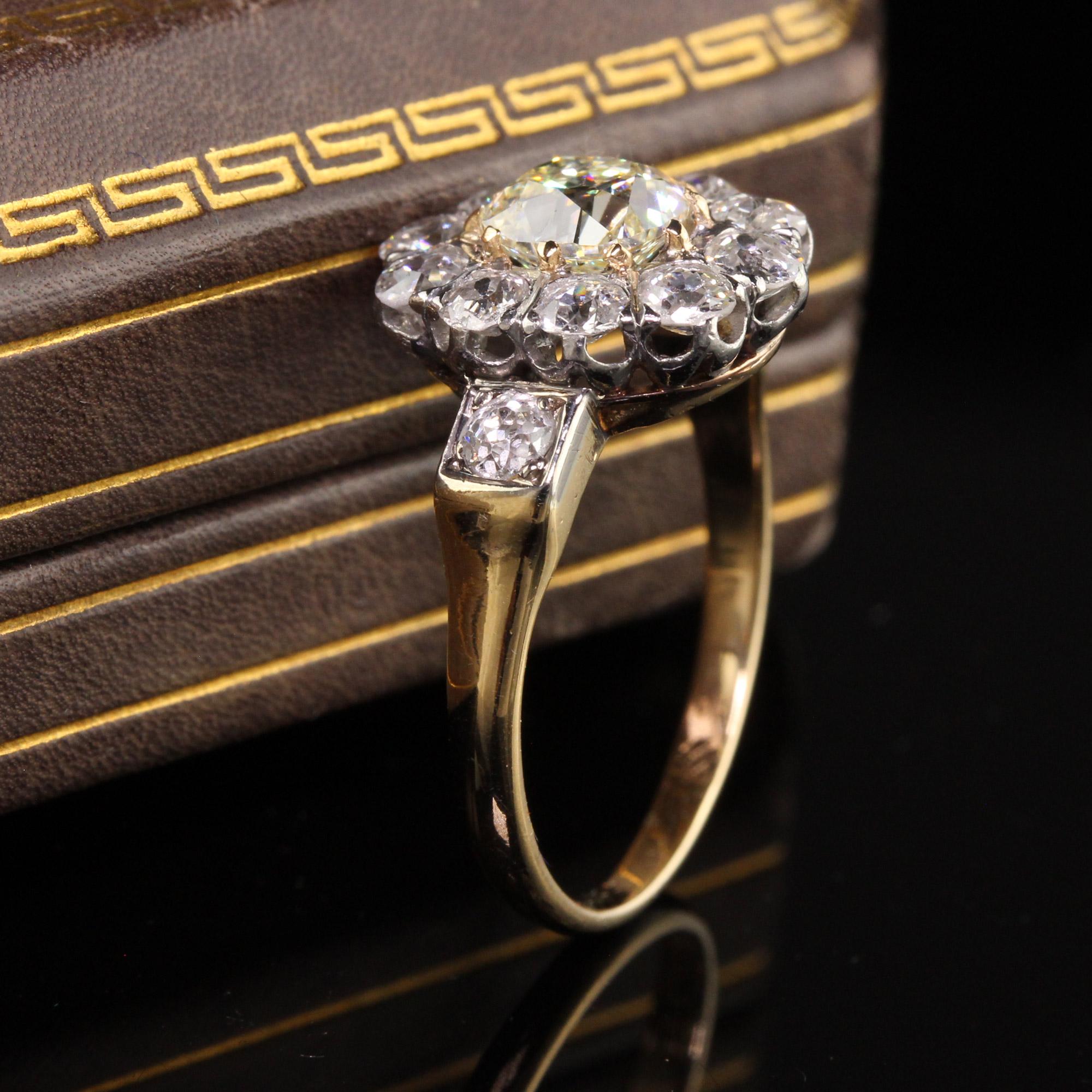 Antique Edwardian French 18k Yellow Gold Old Mine Diamond Engagement ...