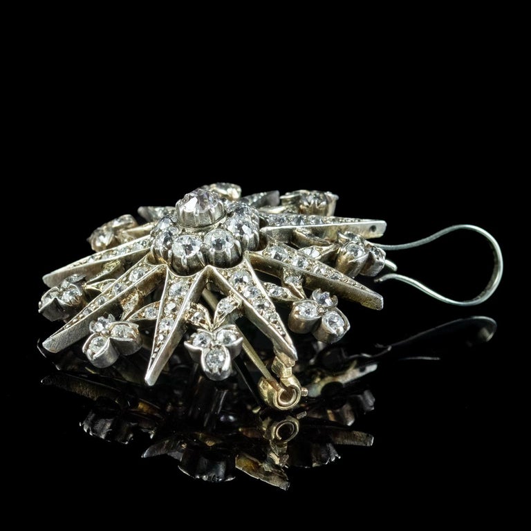 Antique Edwardian Garrard Diamond Star Pendant Brooch 3.85ct Total For ...