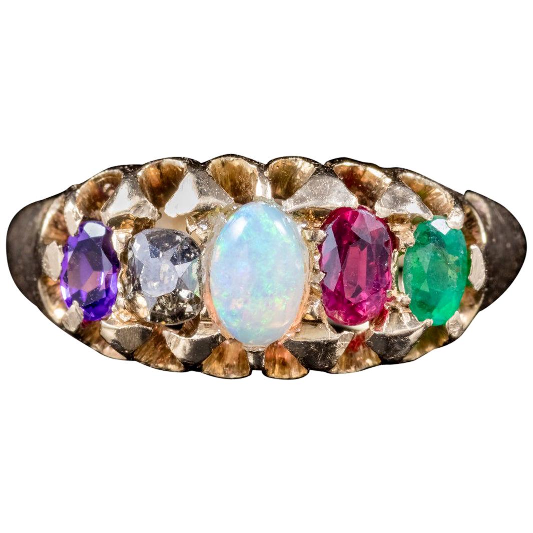 Antique Edwardian Gemstone Adore Ring 18 Carat Gold, Dated 1913 at ...