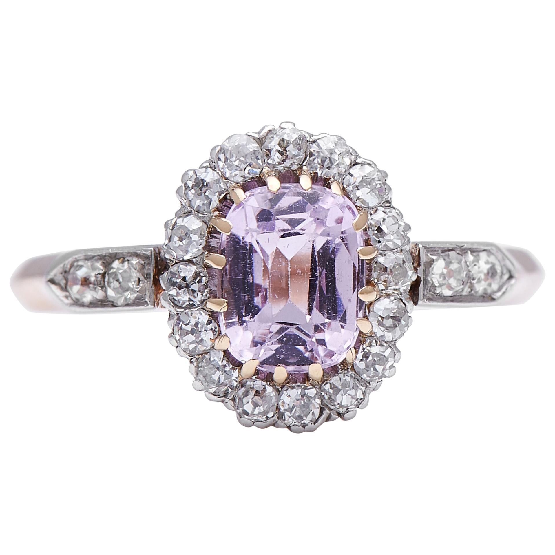 Antique Edwardian, German, 14 Carat Rose Gold, Pink Sapphire and ...