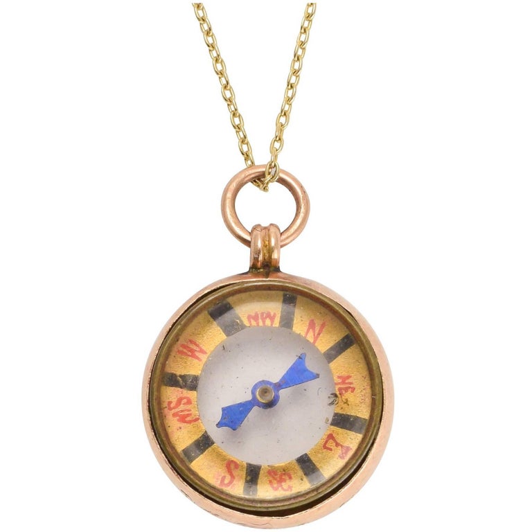 Antique Edwardian Gold Compass Pendant at 1stDibs