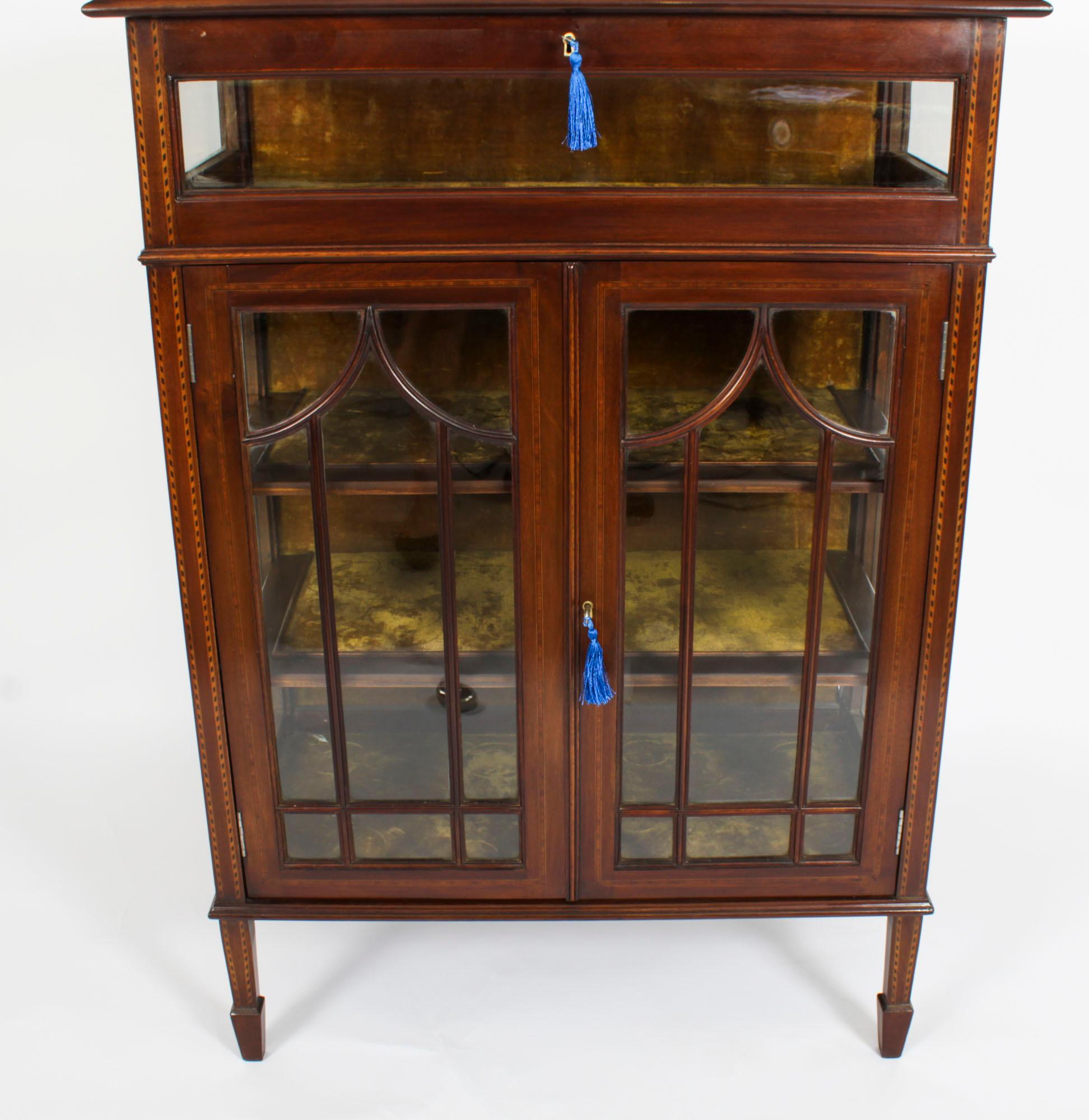 Antique Edwardian Inlaid Glass Display Cabinet Table Circa 1900 For ...