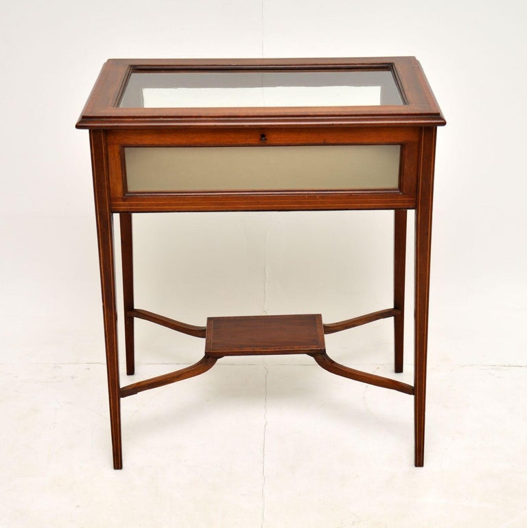 Antique Edwardian Inlaid Mahogany Bijouterie Display Table at 1stDibs
