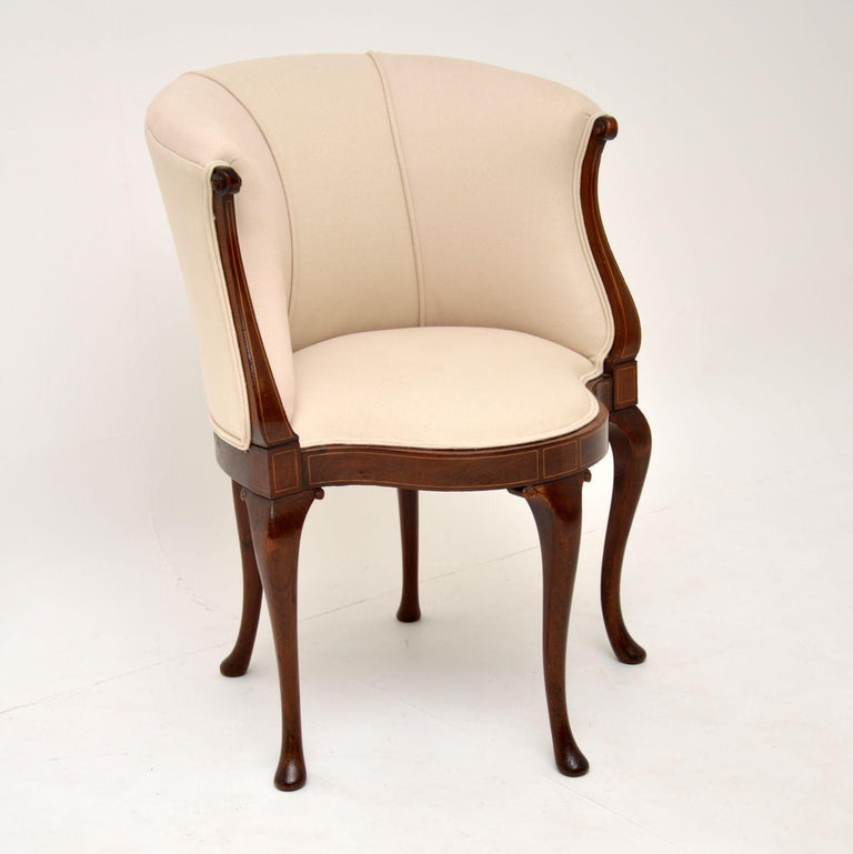 Antique Edwardian Inlaid Tub Chair at 1stDibs