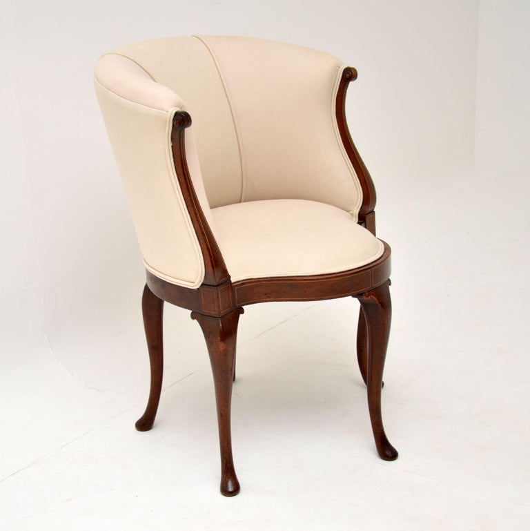 Antique Edwardian Inlaid Tub Chair at 1stDibs