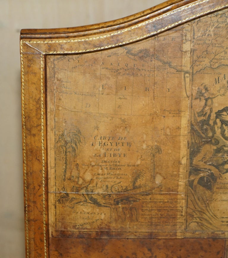 ANTIQUE EDWARDIAN LEATHER CLAD and EMBOSSED FiRE SCREEN WITH MAP ...