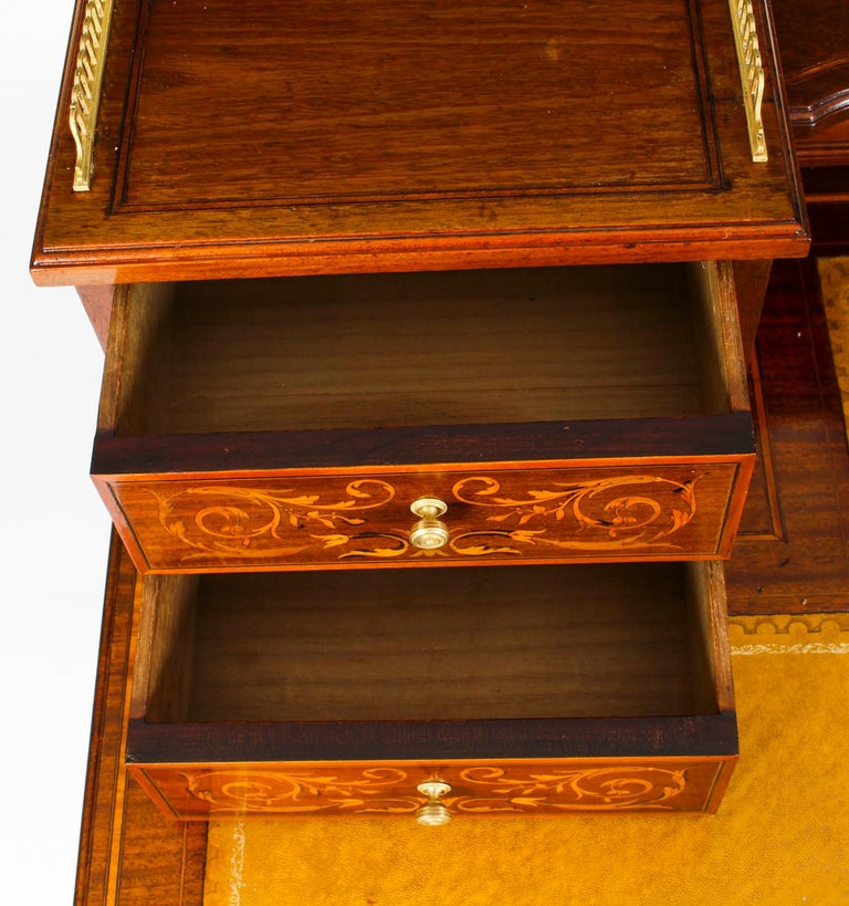 Antique Edwardian Mahogany and Marquetry Writing Table Desk, Early 20th ...