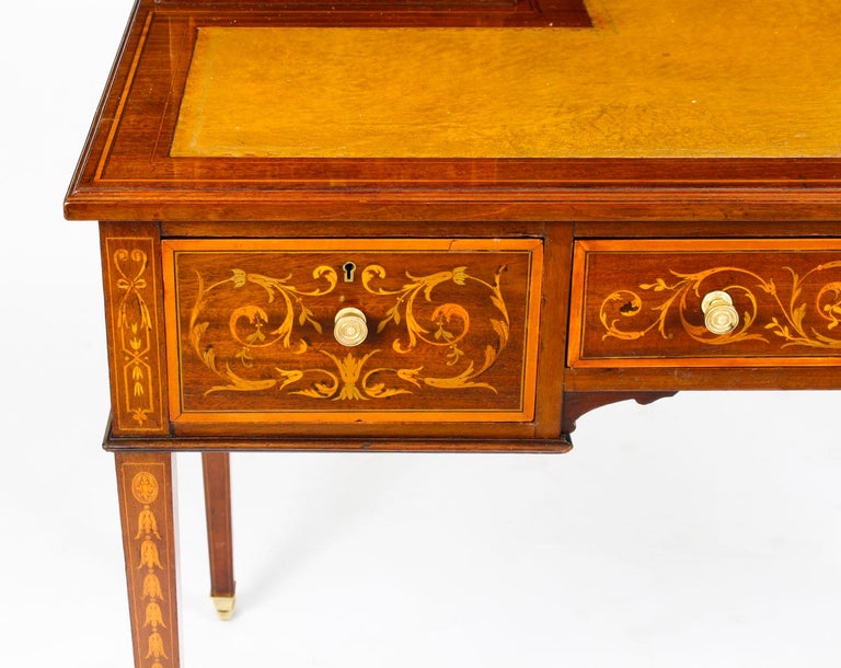 Antique Edwardian Mahogany and Marquetry Writing Table Desk, Early 20th ...