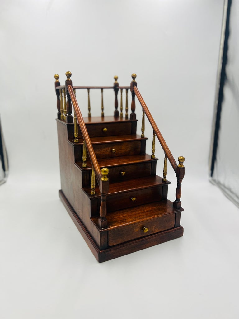 Antique Edwardian Mahogany Staircase Model with Brass Finial Newel ...