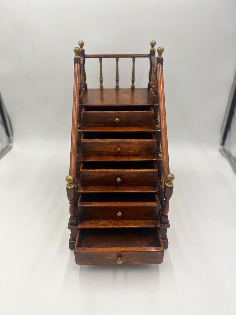 Antique Edwardian Mahogany Staircase Model with Brass Finial Newel ...