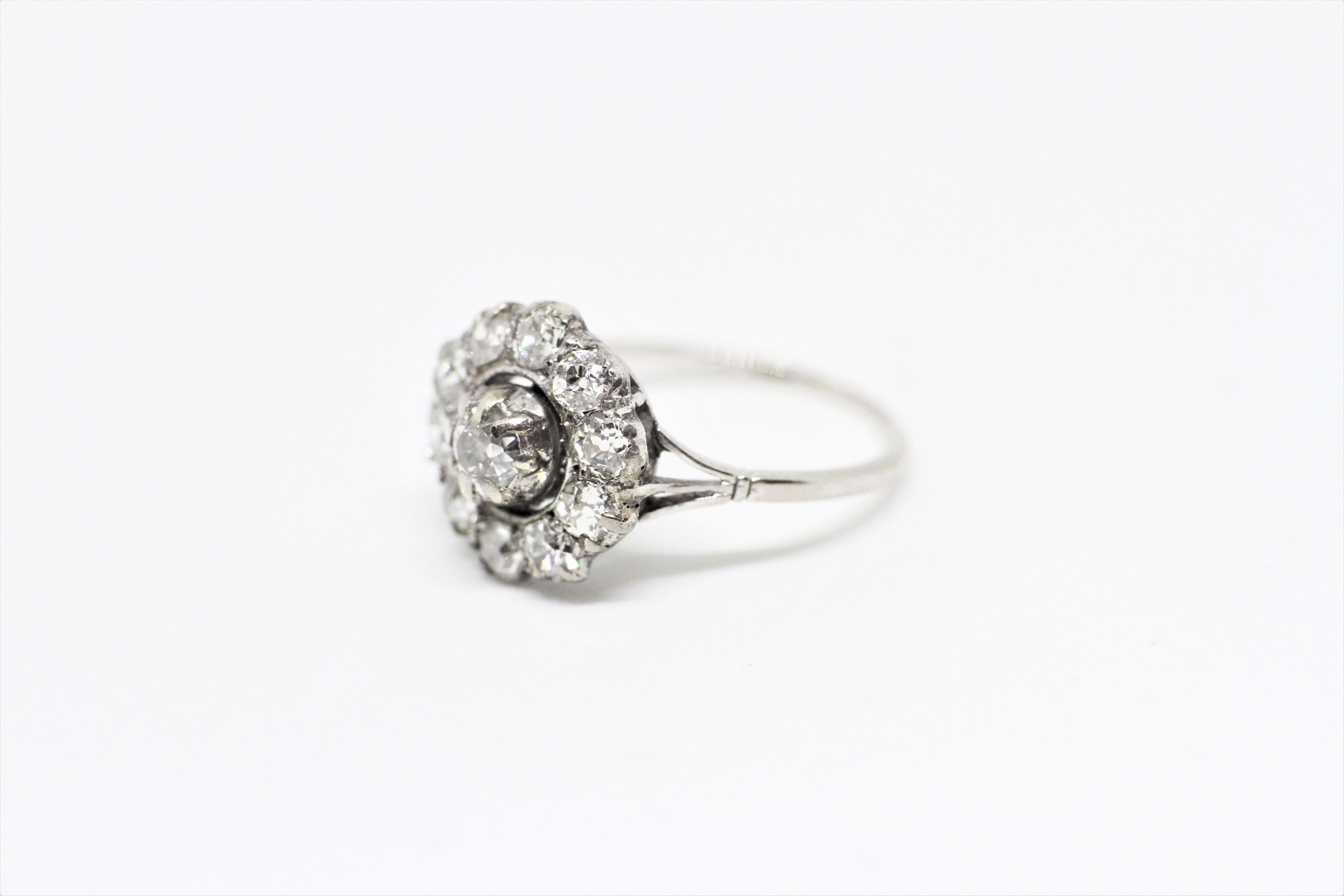 Antique Edwardian Old Cut Diamond Cluster Engagement Ring, circa 1910 ...