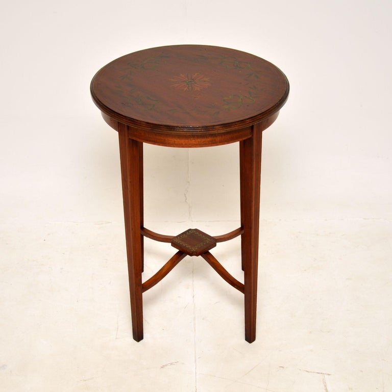 Antique Edwardian Painted Satin Wood Occasional Side Table For Sale at ...